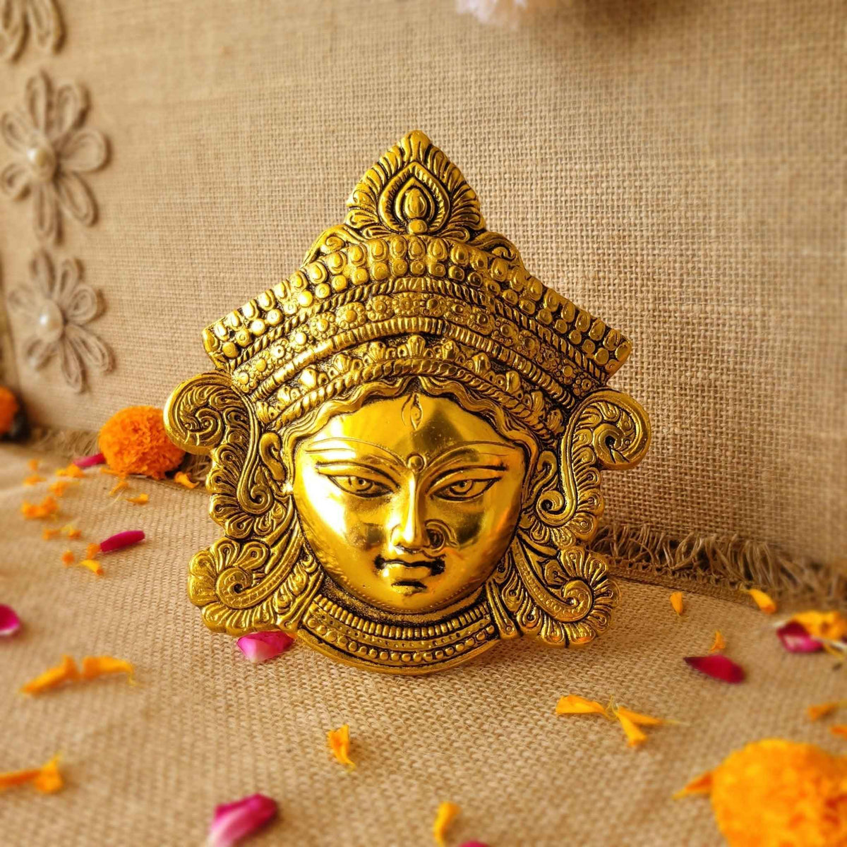 Auspicious Brass Durga Wall Decor - Serene Strength