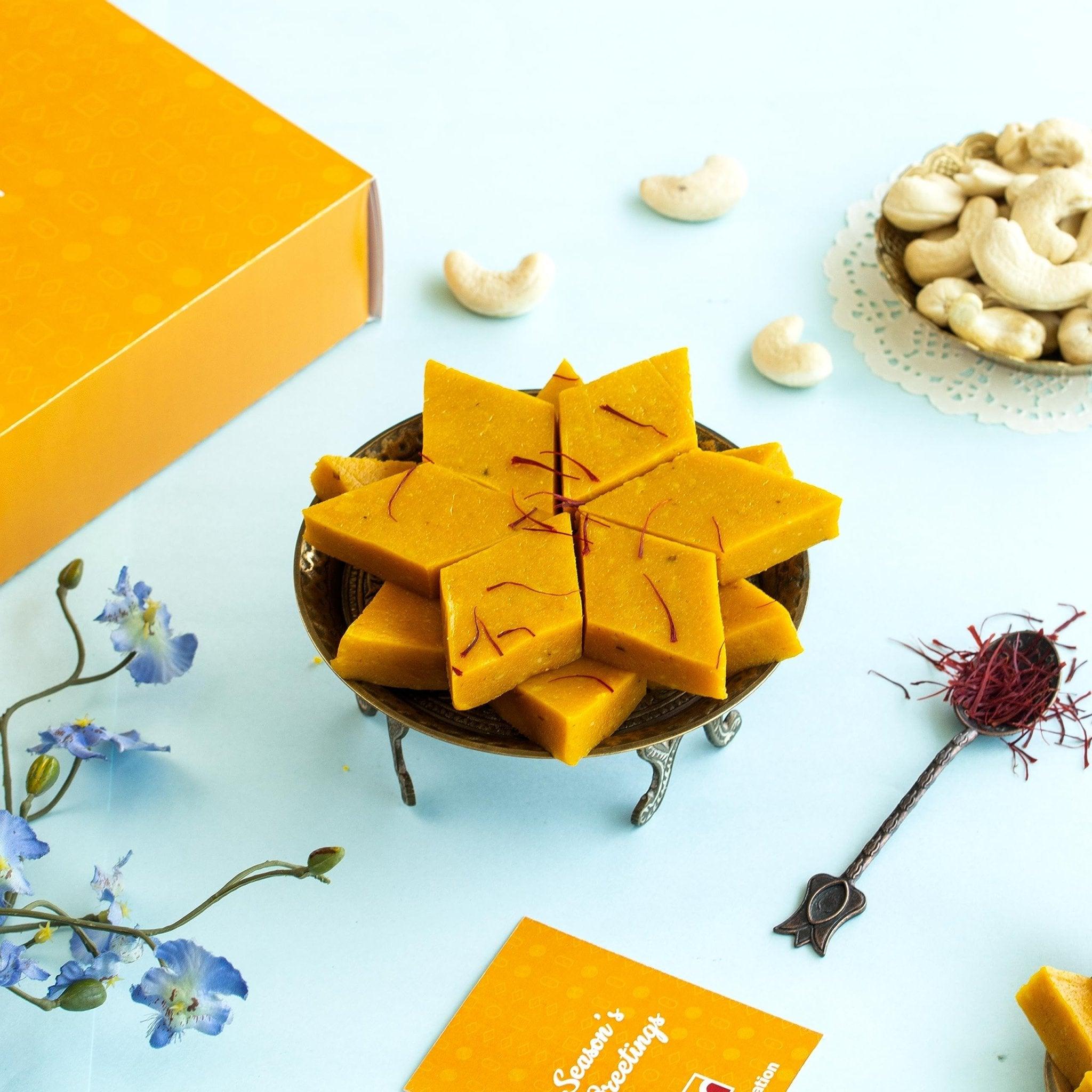 Kesar Kaju Katli - 400gm - SweeDesi