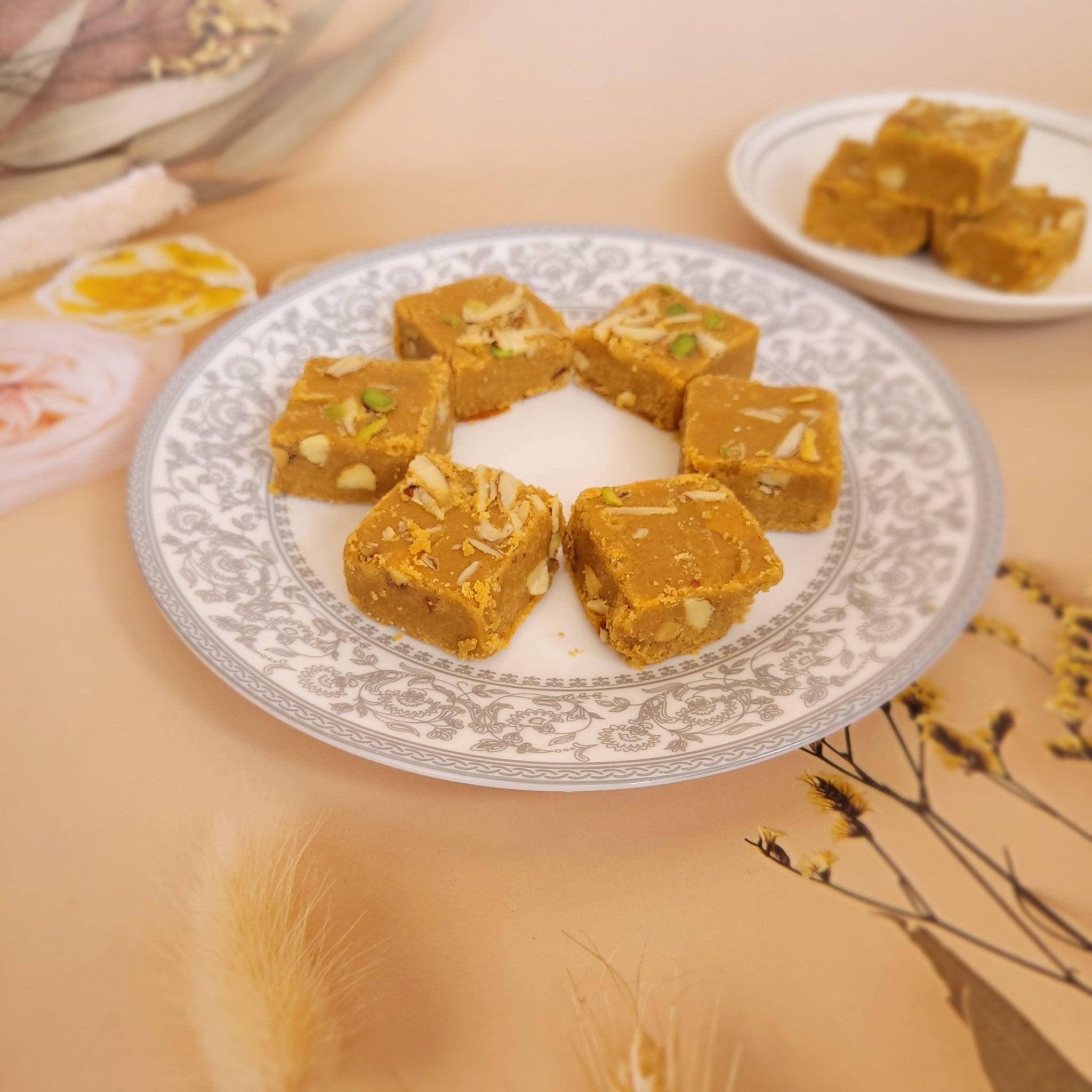 Roasted Chana Badam Barfi - 400gm - SweeDesi