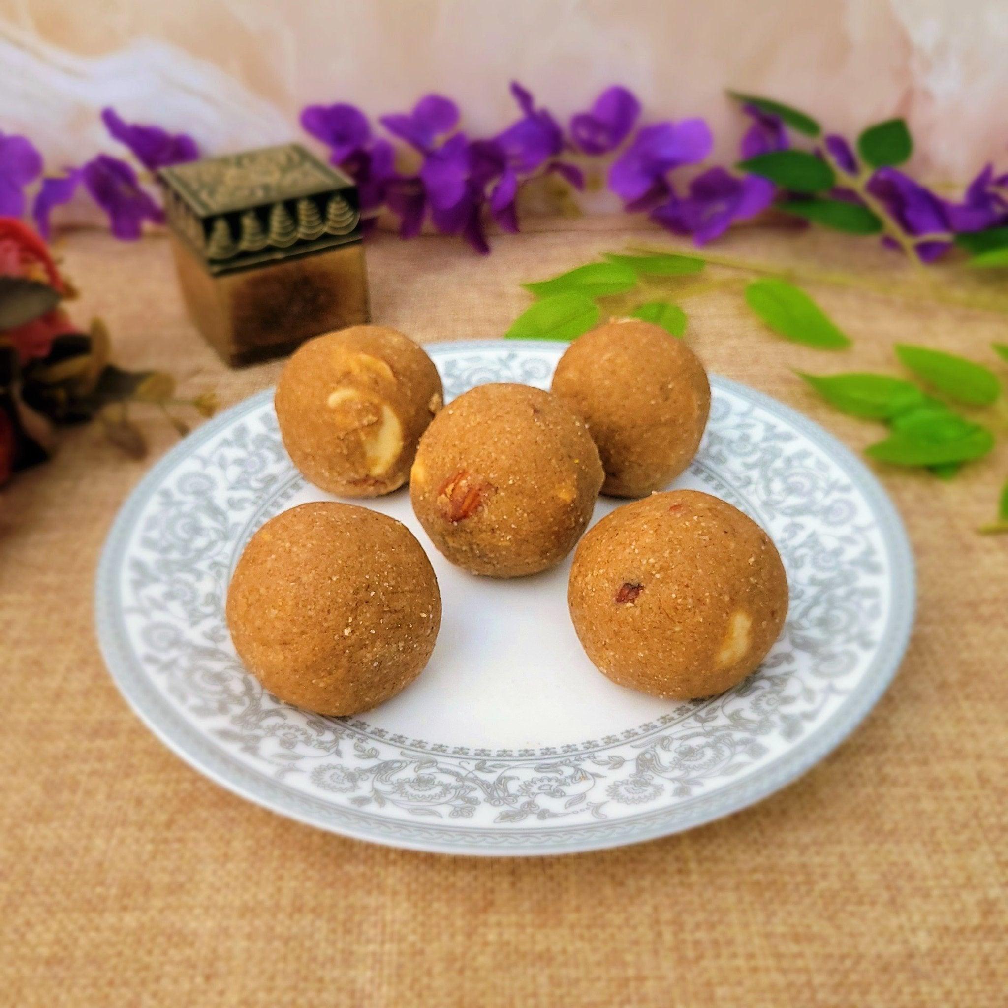 Sugarfree Mewa Aata Laddu - Tasty & Nutritious Indian Sweet