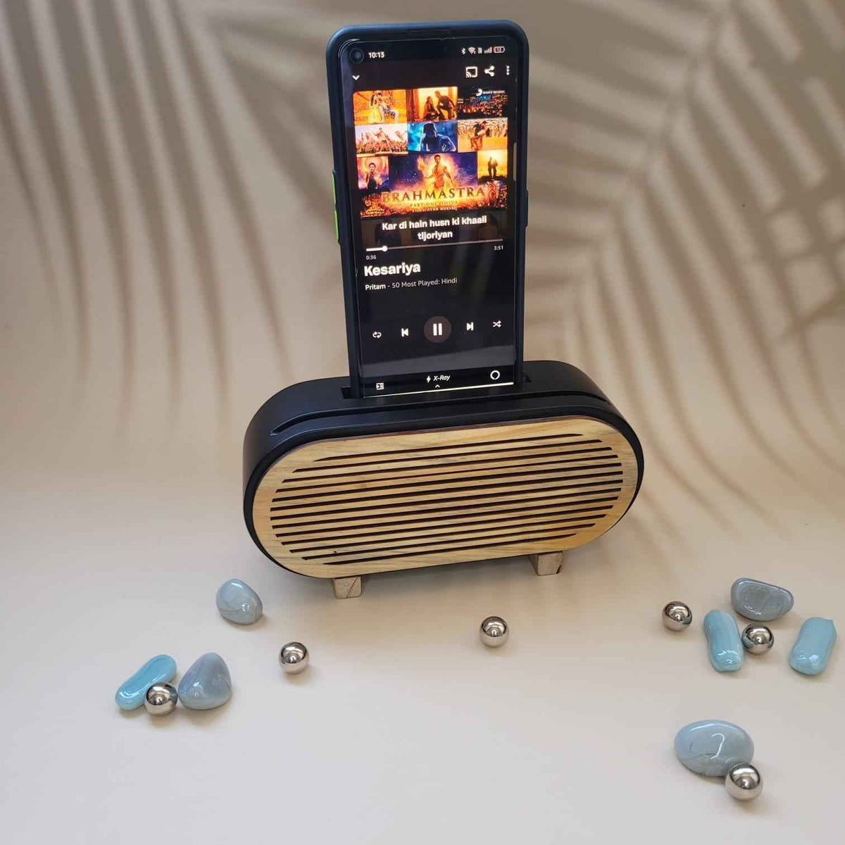Vintage Pine Wood Sound Amplifier and Phone Holder